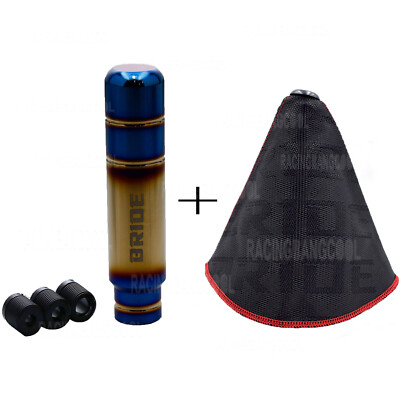 Racing 13CM Bride Burnt Blue+Gold Aluminum Gear Shift Knob+Black Shift ...
