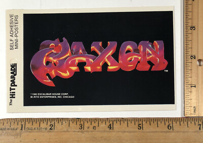 Vintage 1983 Saxon Rock Band Logo Mini Poster Sticker Decal Bi-Rite Hit ...