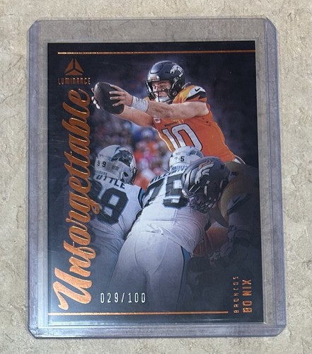 2025 Panini Luminance Bo Nix Card #2 Unforgettable Orange /100 Broncos ...