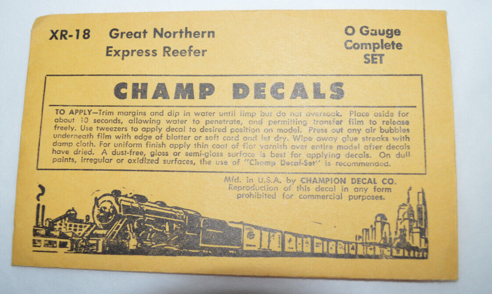 O Scale Champ Decals XR-18 Great Northern Express Reefer | eBay