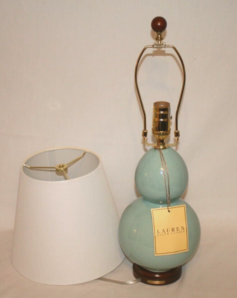 Ralph Lauren Light Green Porcelain Gourd 20" Table Lamp and Shade New ...