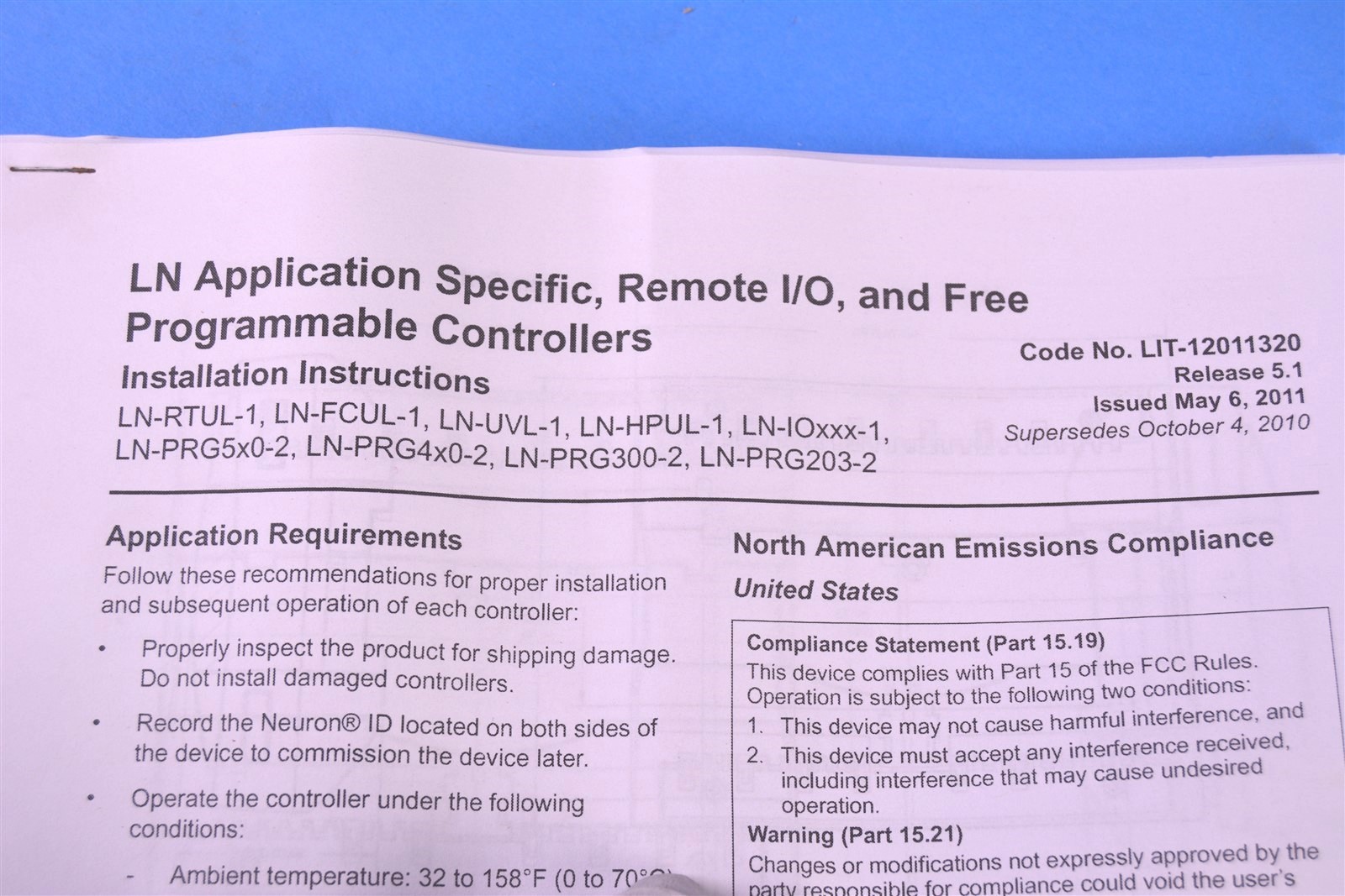 Johnson Controls Metasys Free Programmable HVAC LONWORKS® Controller LN ...