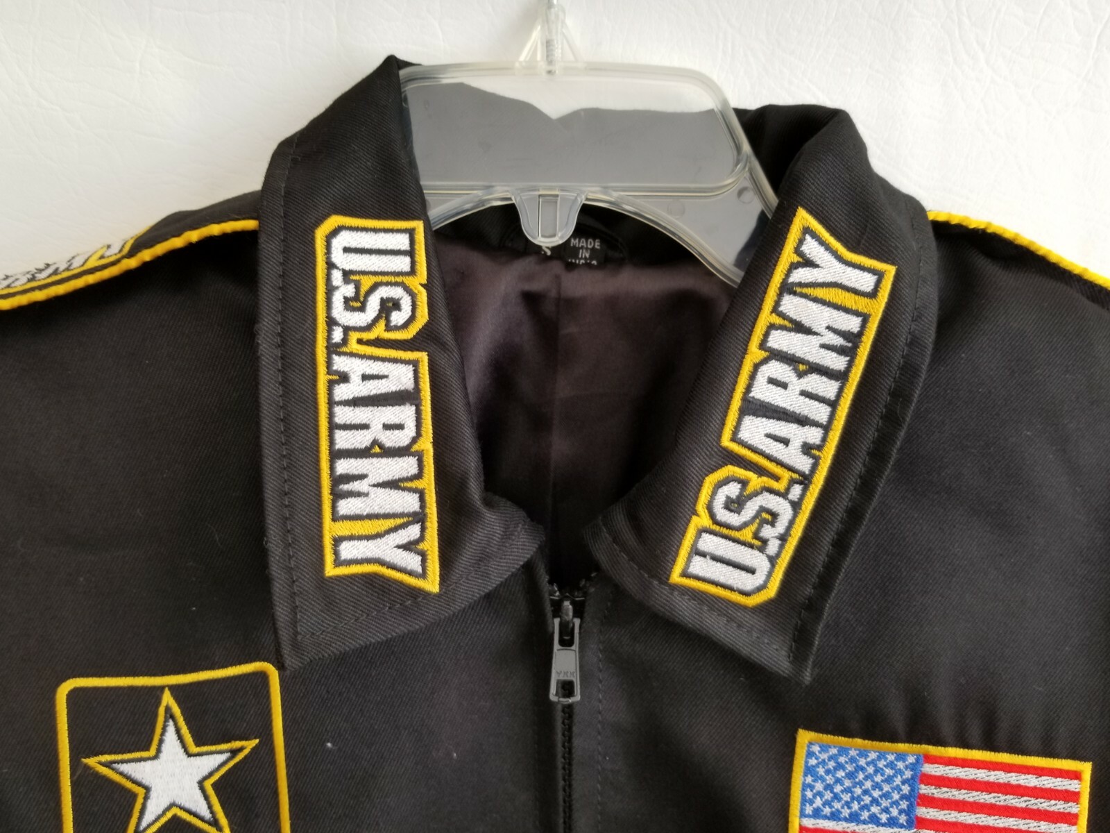 Unbranded Mens Black Jacket U.S. Army Racing Logo Zip… - Gem