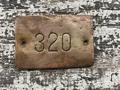 Antique Number 320 Tag Brass Metal Fob Vintage Furniture Tag Locker Tag ...