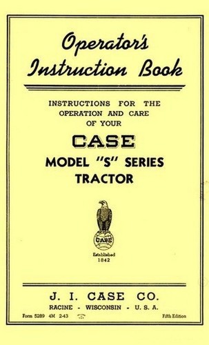 Case Model S SC Early Tractor Operator Manual | eBay