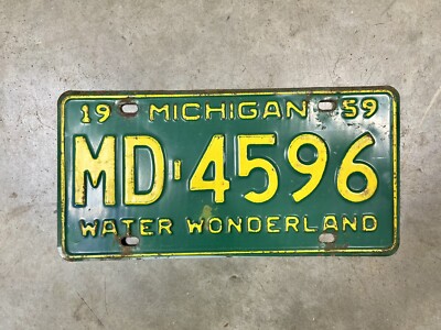 1959 Michigan License Plate # MD-4596 Macomb county | eBay