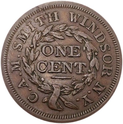 (1855) Windsor NY 1068a C A M Smith Merchant Token Dry Goods | eBay