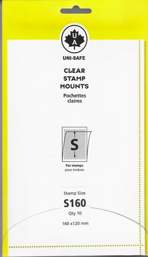 Uni-Safe S160 Top Opening Stamp Mounts: 160x120 mm - 10 CLEAR strips ...