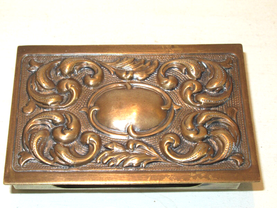 Vintage Repousse Copper Finish Match Vesta Box Case w/Swan Matches | eBay