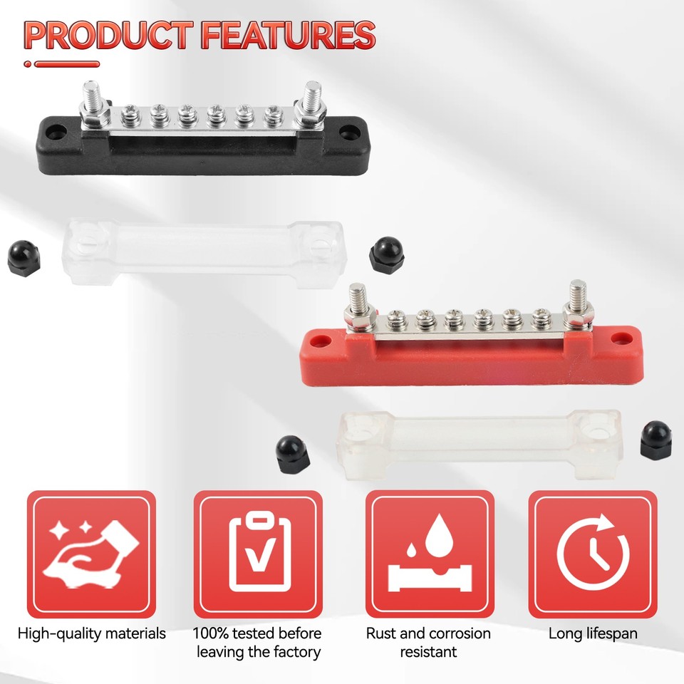 12V Distribution Bus Bar Auto Boat Marine Power 6 Way Terminal Block ...