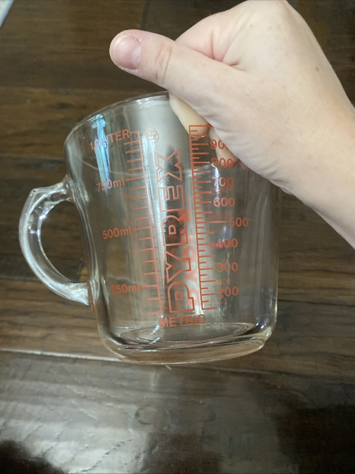 Pyrex 4-Cup D handle 532 glass measuring cup 1-quart USA red lettering ...