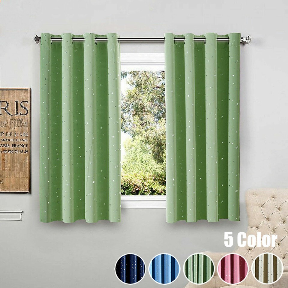 Star Printed Room Darkening Blackout Short Curtain Ring Top Blind 39x47 ...