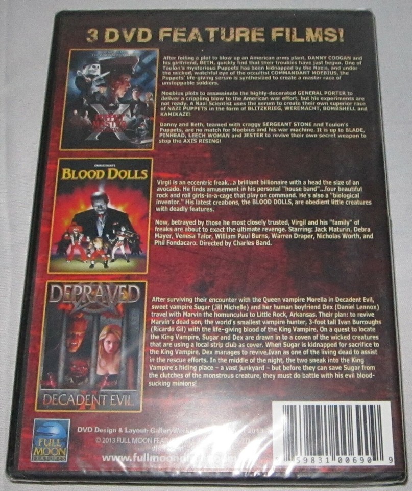 Evil Puppets Demonic Dolls Attack (DVD, 2013, 3-Disc Set) ... sealed ...