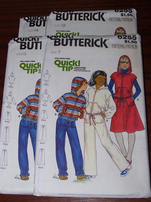 🌺1979 UNCIRCULATED BUTTERICK #6255 - GIRLS HOODED JACKET-BOTTOMS ...