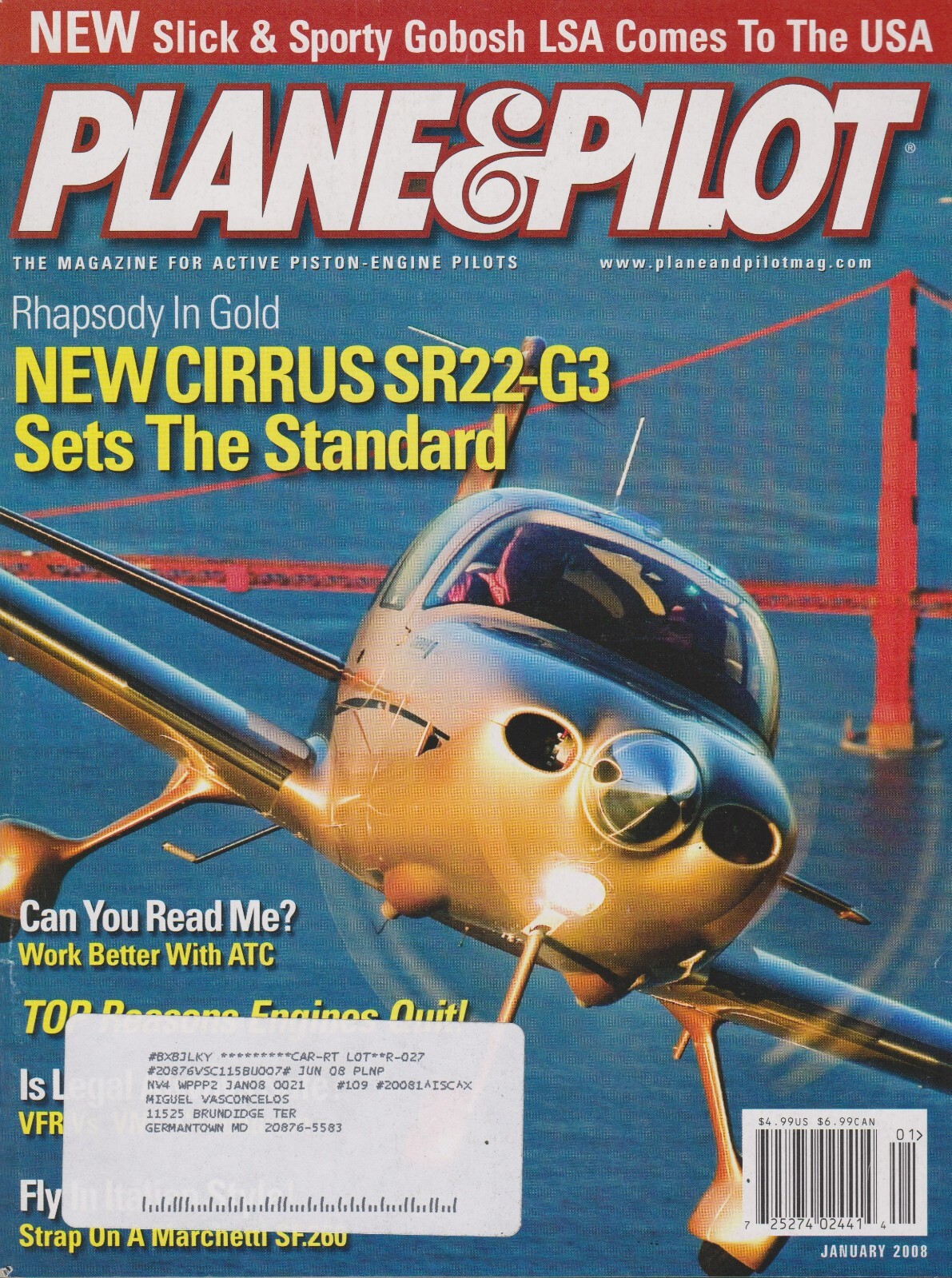Plane & Pilot (Jan 2008) Cirrus SR22-G3, Engine Failures, Marchetti SF ...