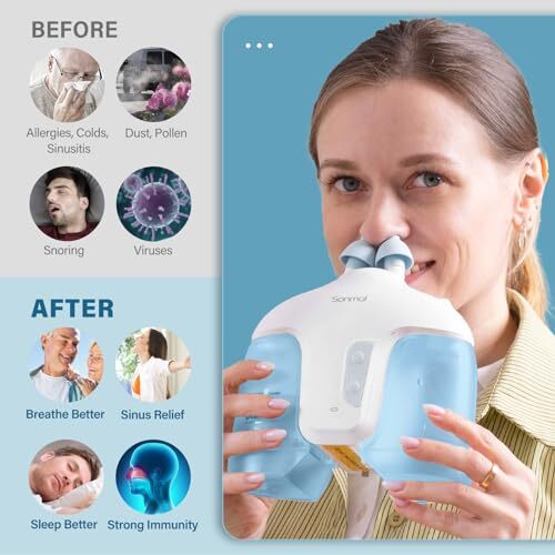 Nasal Irrigation System with 50 Salt Packets (Blue), Sinus Rinse ...
