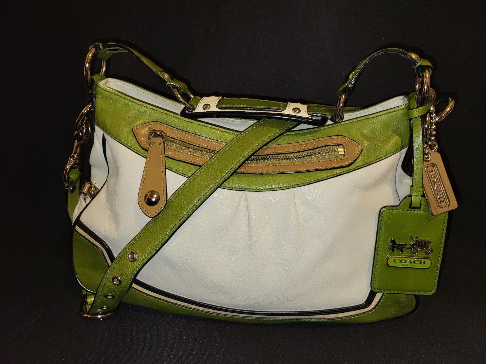Coach Madison GREEN/WHITE Spectator Leather Shoulder … - Gem