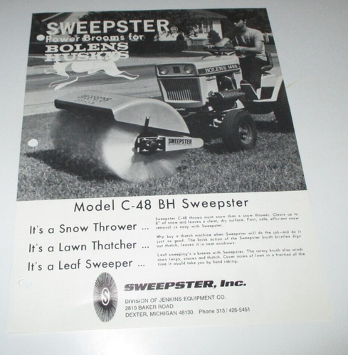 Bolens Sweepster C-48 BH Broom Sweeper for Tractors Spec Sheet ...