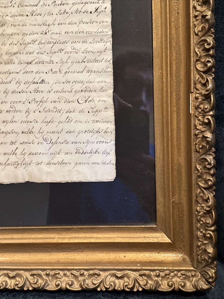 Rare 1758 Dutch Court Document - Original Legal Manuscript w/ Frame (16 ...