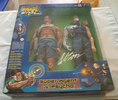 *RARE* NIB! MAX STEEL SUPER AGENT VS PSYCHO Mattel 2001 SIGNED Designer ...