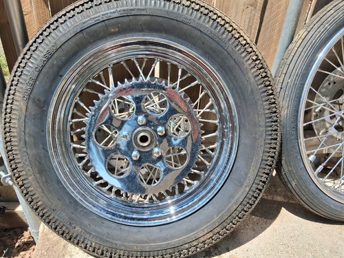 16" Harley rear spoked chopper wheel chrome sprocket Coker tire pan ...