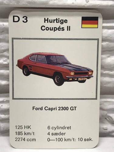 RARE Vtg. 1960’s German Single Swap Sports Car Playing Card FORD CAPRI ...
