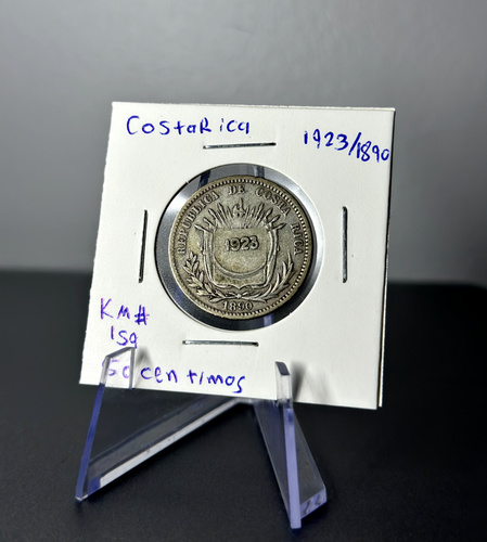 1923/1890 Costa Rica 50 Centimos on 1890 25 Centavos Silver Coin XF | eBay