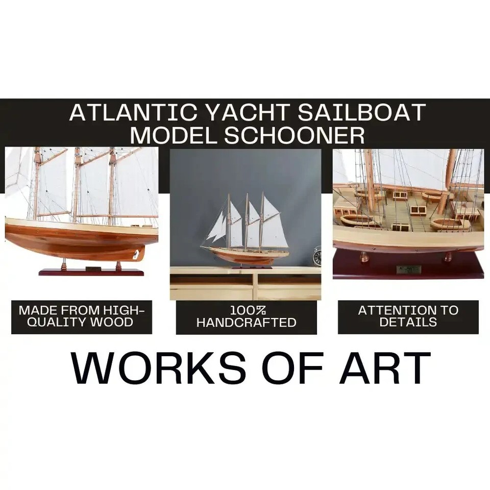 Atlantic Yacht Sailboat Model Schooner | Handcrafted Wooden Model W ...