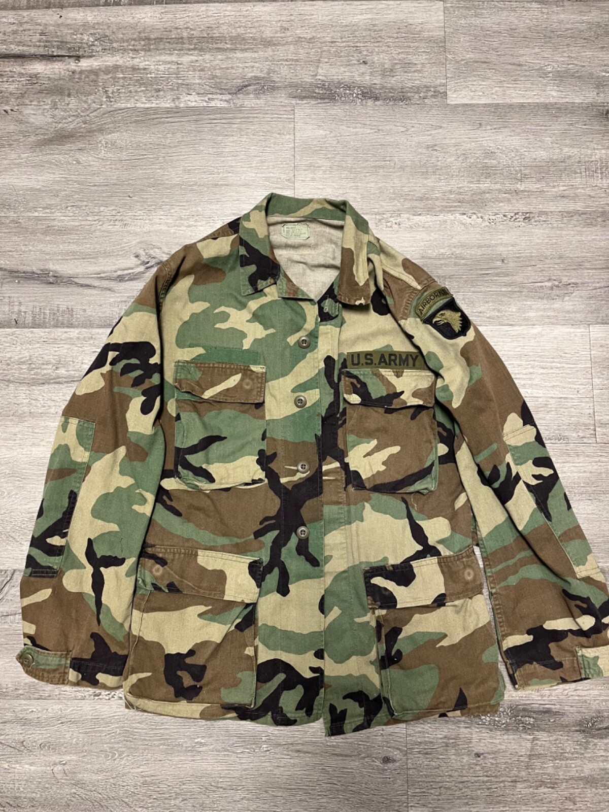 Vintage US Army uniform- Retro Camo Button Up Coat Sm… - Gem
