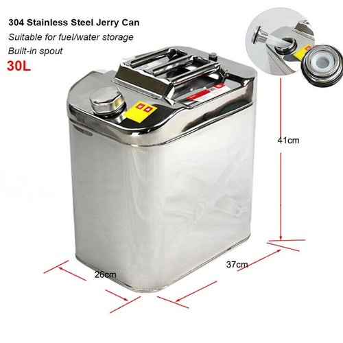304 Stainless Steel Jerry Can 30L Horizontal Fuel Water Vent Canister ...