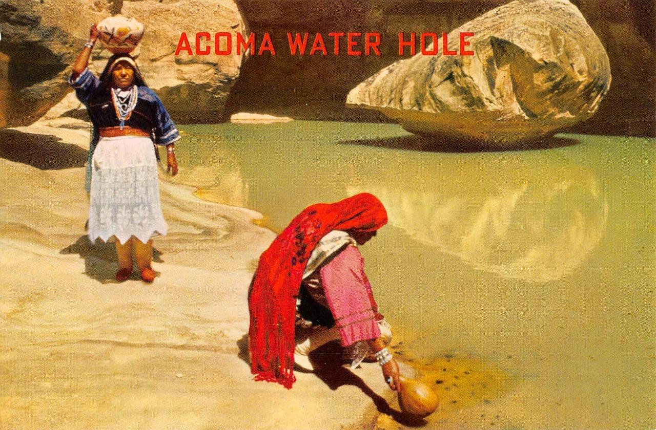 ACOMA WATER HOLE Native American Women Indian Pueblo New Mexico Vintage ...