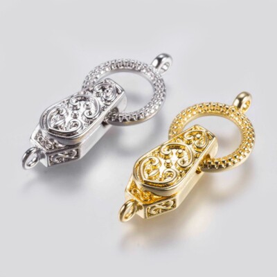 5Sets Brass Fold Over Magnetic Clasps with Loop For Jewelry Making ...