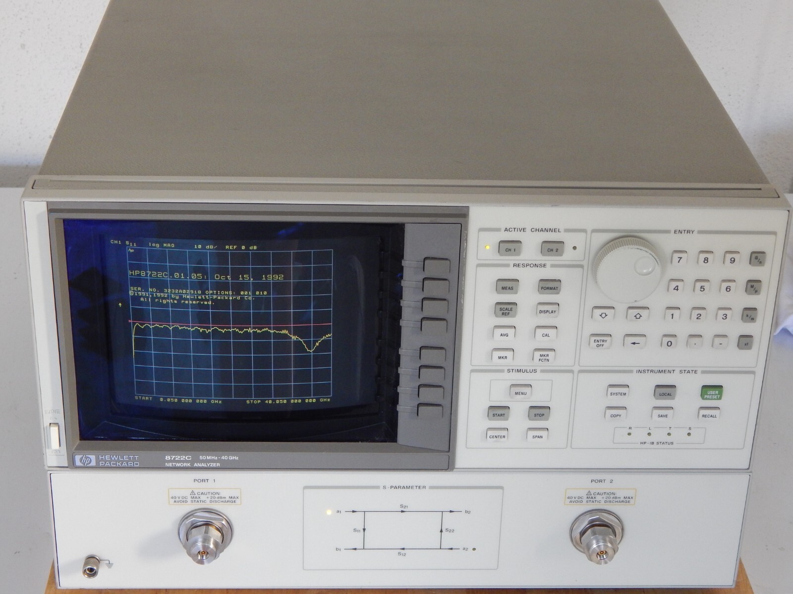 Agilent/Keysight 8722C w/001, 010 s/n 3232A02918 Network Analyzer ...