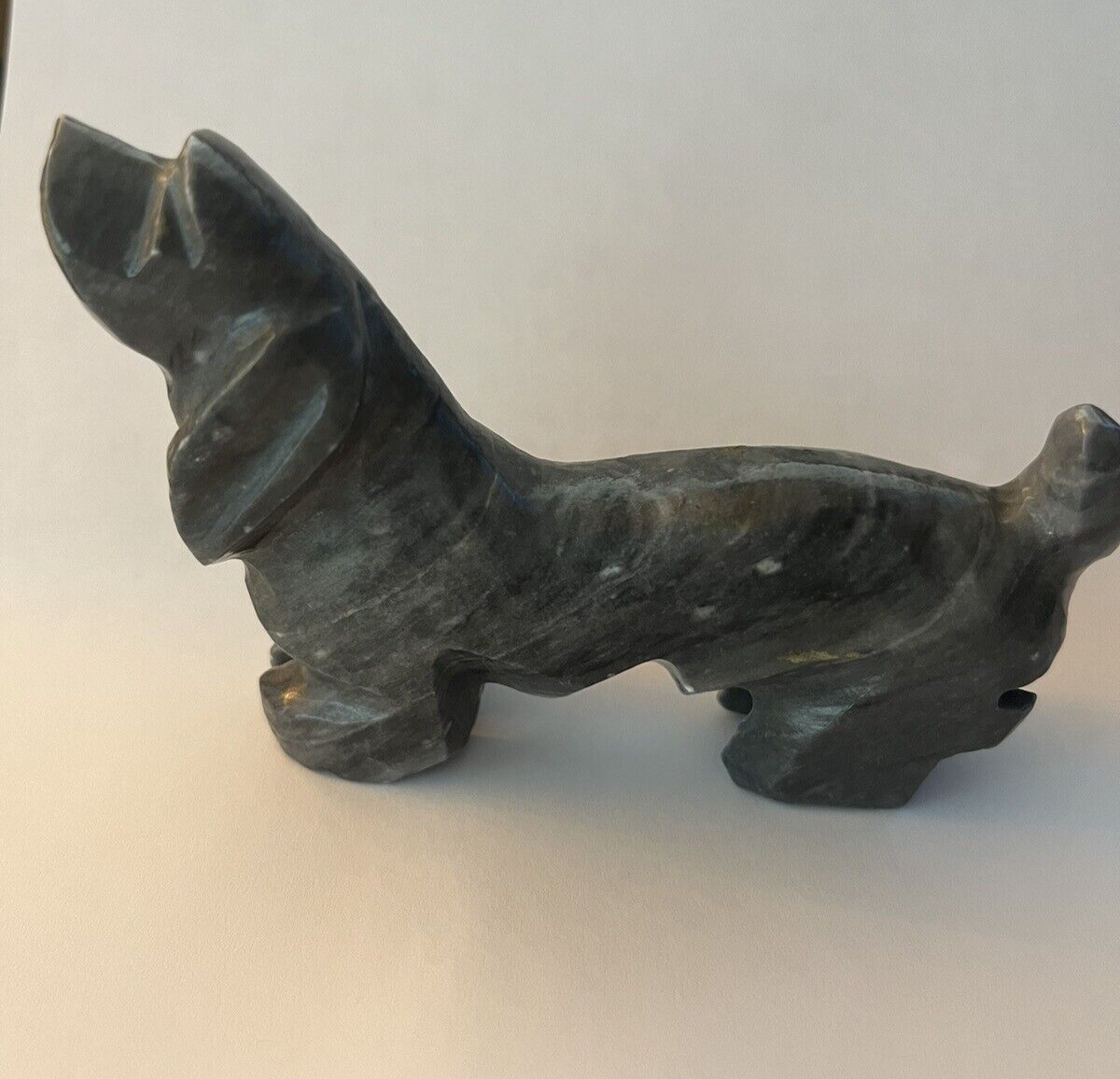 Alabaster Dog Figurine Gray Stylized 5" Long Scottie or Schnauzer | eBay