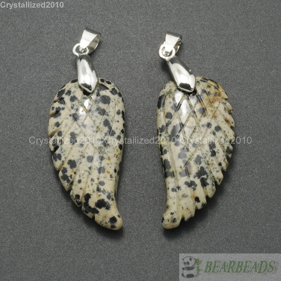 Natural Gemstone Carved Angel Wing Reiki Chakra Healing Pendant ...