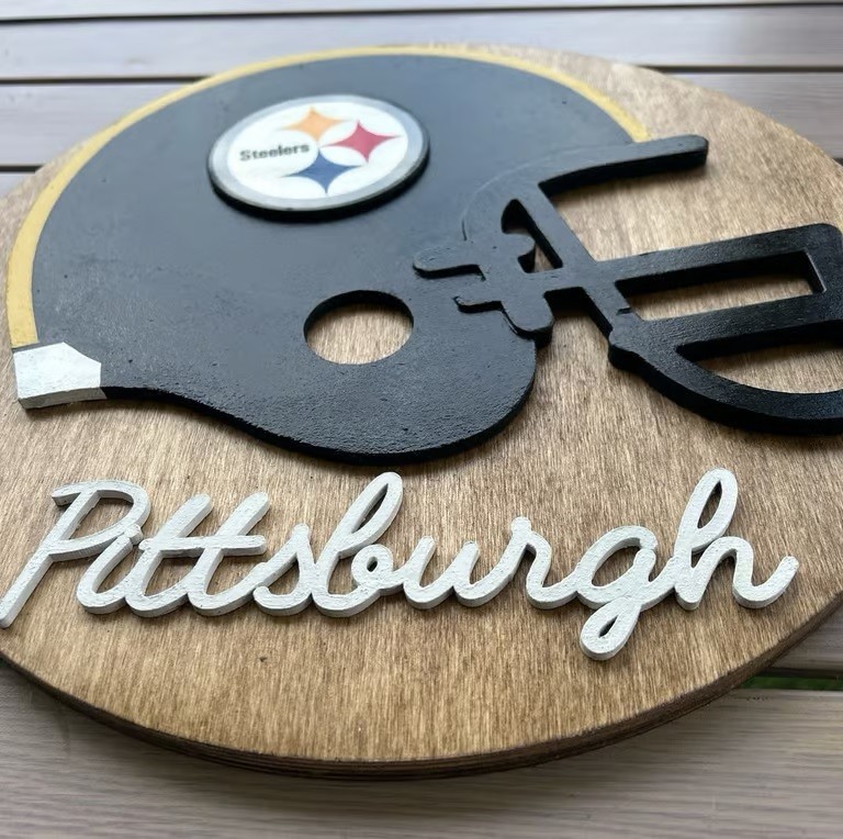 Pittsburgh Steelers Helmet “Raised 3D” Wood Decor Sign Huge/Unique 1ft ...