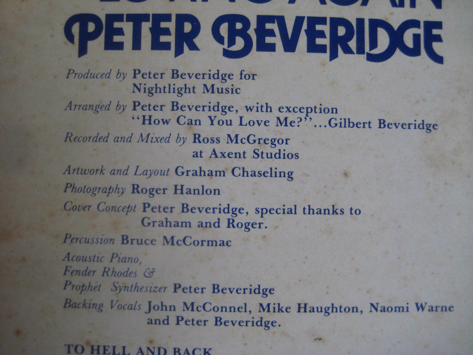 PETER BEVERIDGE Loving Again AUSSIE LP 1980 XIAN JAZZ ROCK FUNK ...