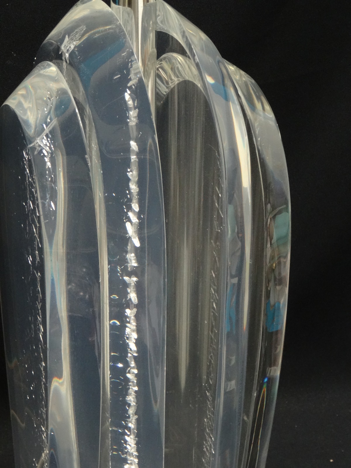MASSIVE VINTAGE 60's THICK 1.25" SLAB LUCITE WATERFALL MODERNIST TABLE ...