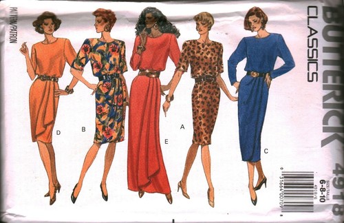 4918 Vintage Butterick Sewing Pattern Misses Mock Wrap Dress Classic ...
