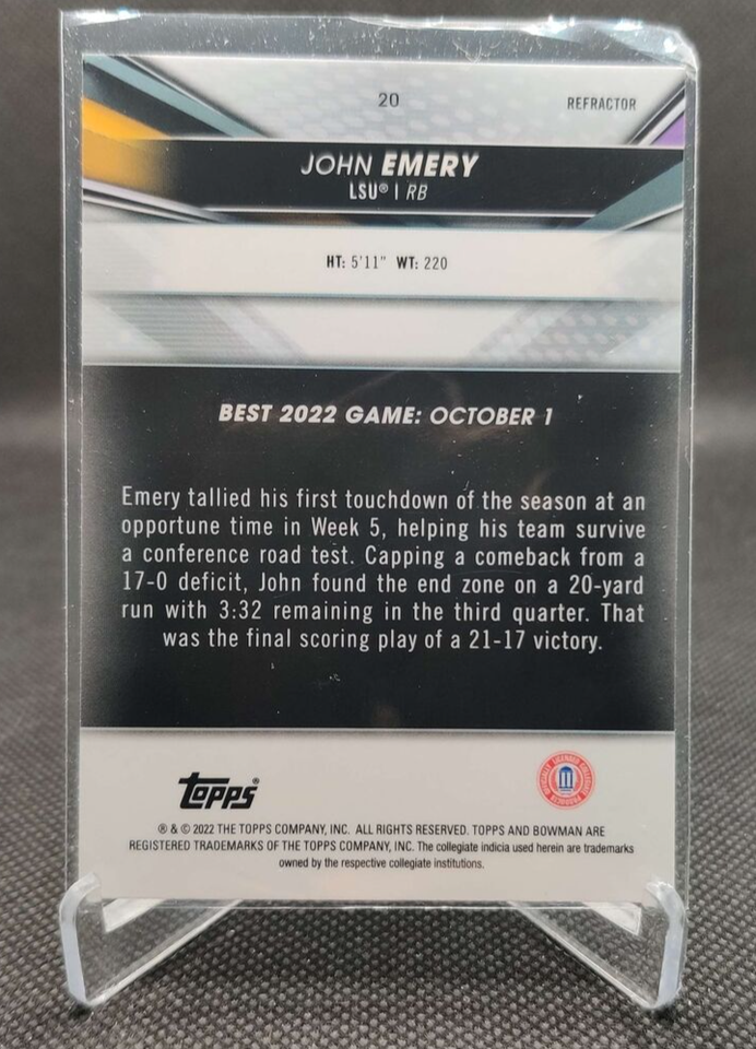 2022 Bowman's Best U #20 John Emery Refractor LSU football card | eBay