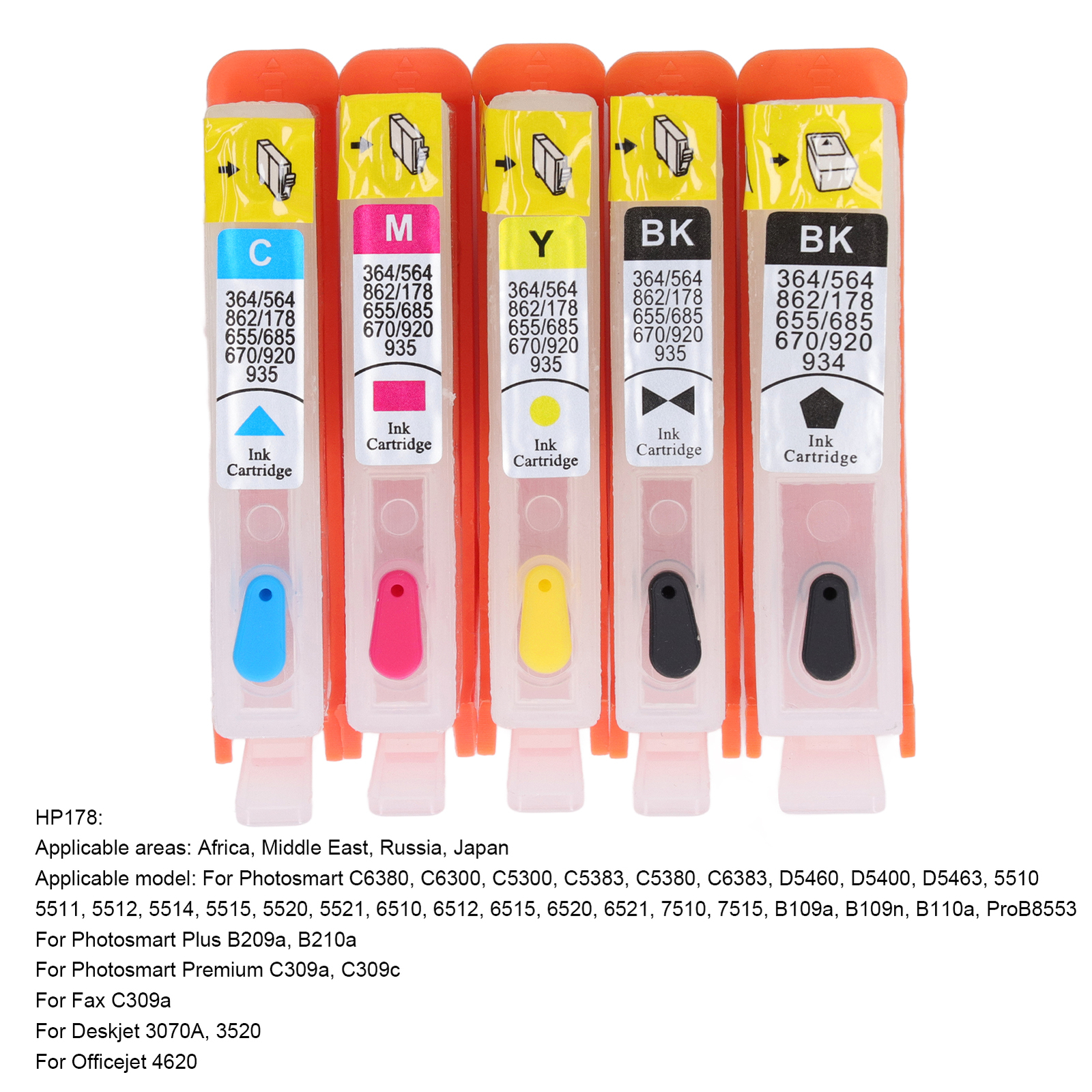 5PCS Ink Cartridge Set BK C M Y Smooth Ink Output Cartridge Combo For ...