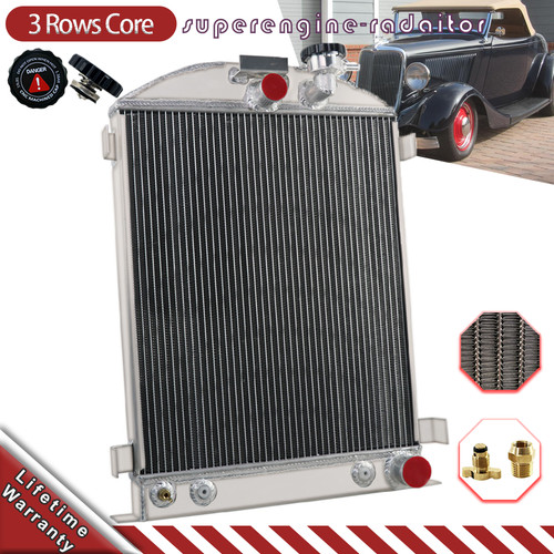 3Row Radiator Fit 1933-34 Ford Model A Base Grill-Shells Chopped Chevy ...