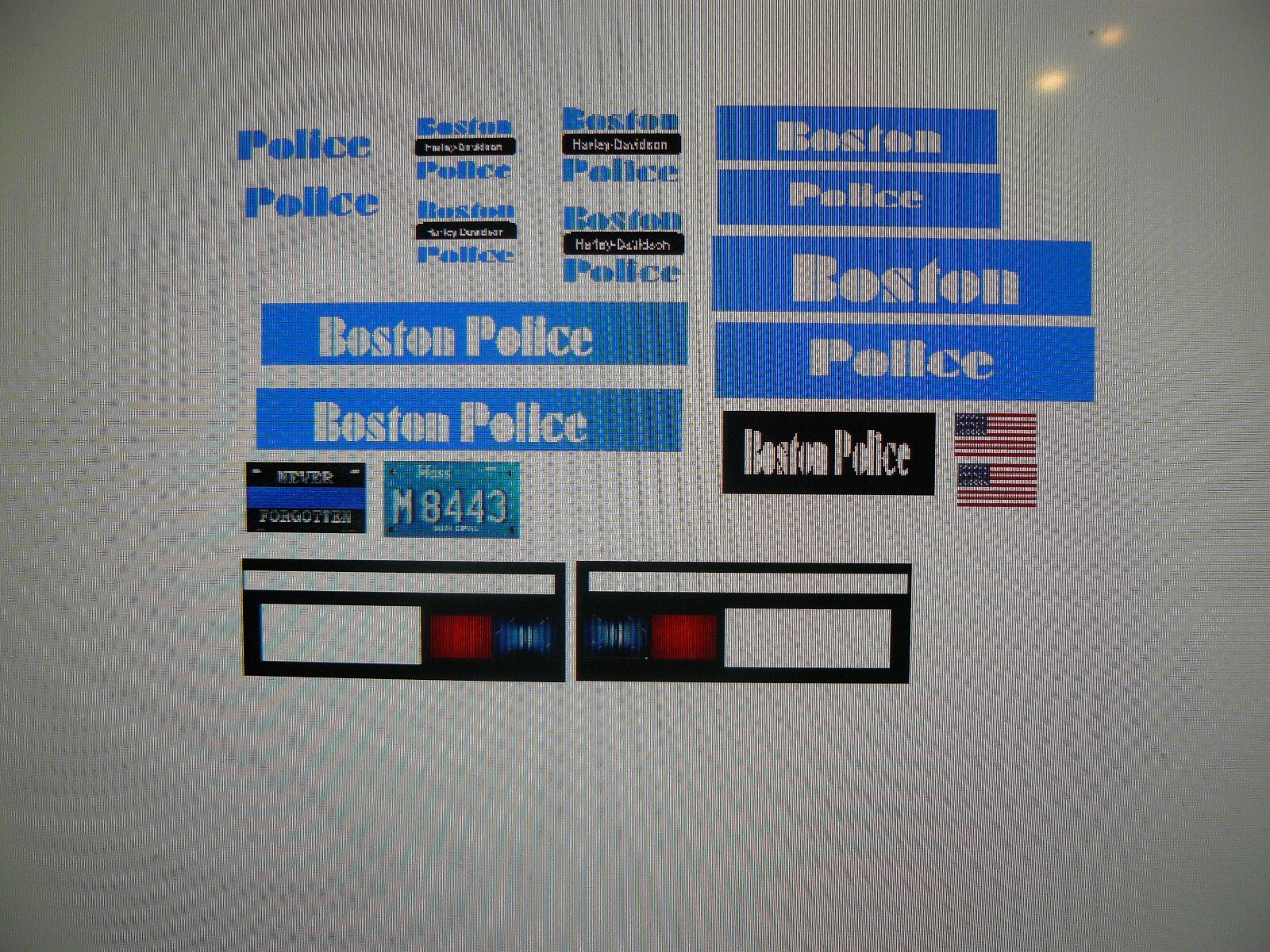 Boston Mass Police Motorcycle Decals Old School 1:18 | eBay