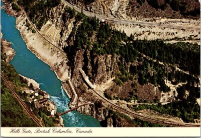 Postcard, Hells GATE, BC Canada, Fraser Canyon tourist destination ...