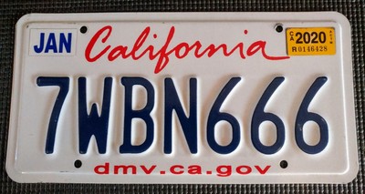 😈 California Vanity License Plate " 7WBN 666 " Mark of the Beast Tag ...