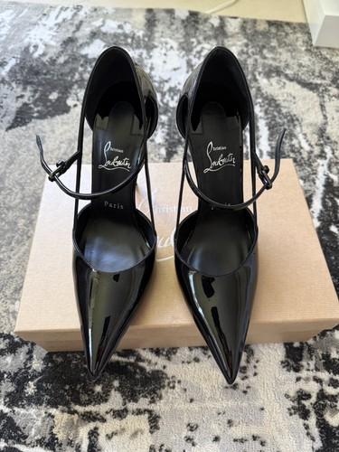 Rare NEW Christian Louboutin Miss Z Strap Black Leather Pumps - Size 40 ...