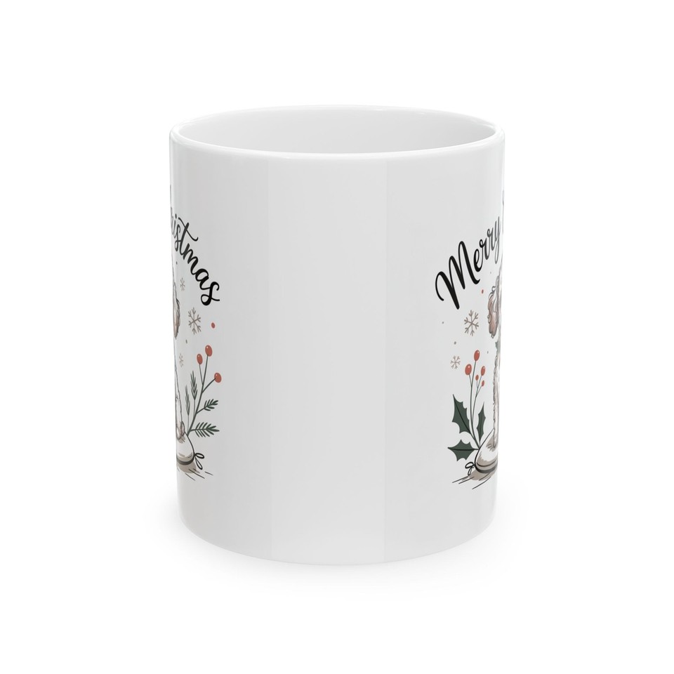 Adorable Poodle Christmas Mug -White Poodle Holiday Ceramic Mug. 11oz ...