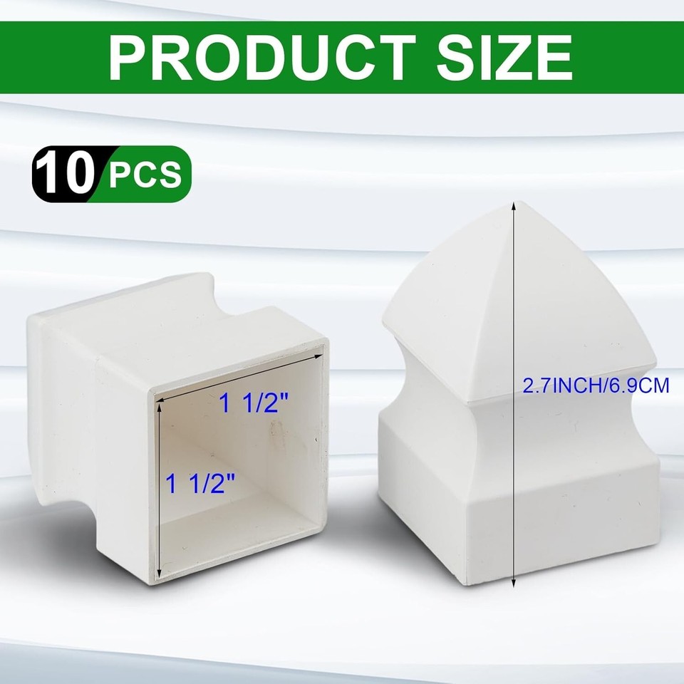 10 Pcs Gothic Vinyl Fence Post Caps Picket Fence Caps PVC Vinyl Decking ...