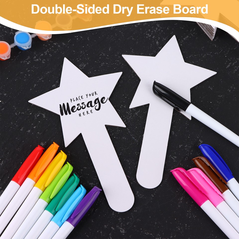 25 Pieces Star Shape Dry Erase Answer Paddles Handheld Double Sided ...