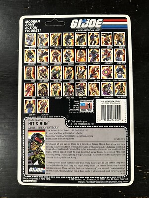 Vintage GI Joe ARAH Hit & Run Full Card Back File Card | eBay